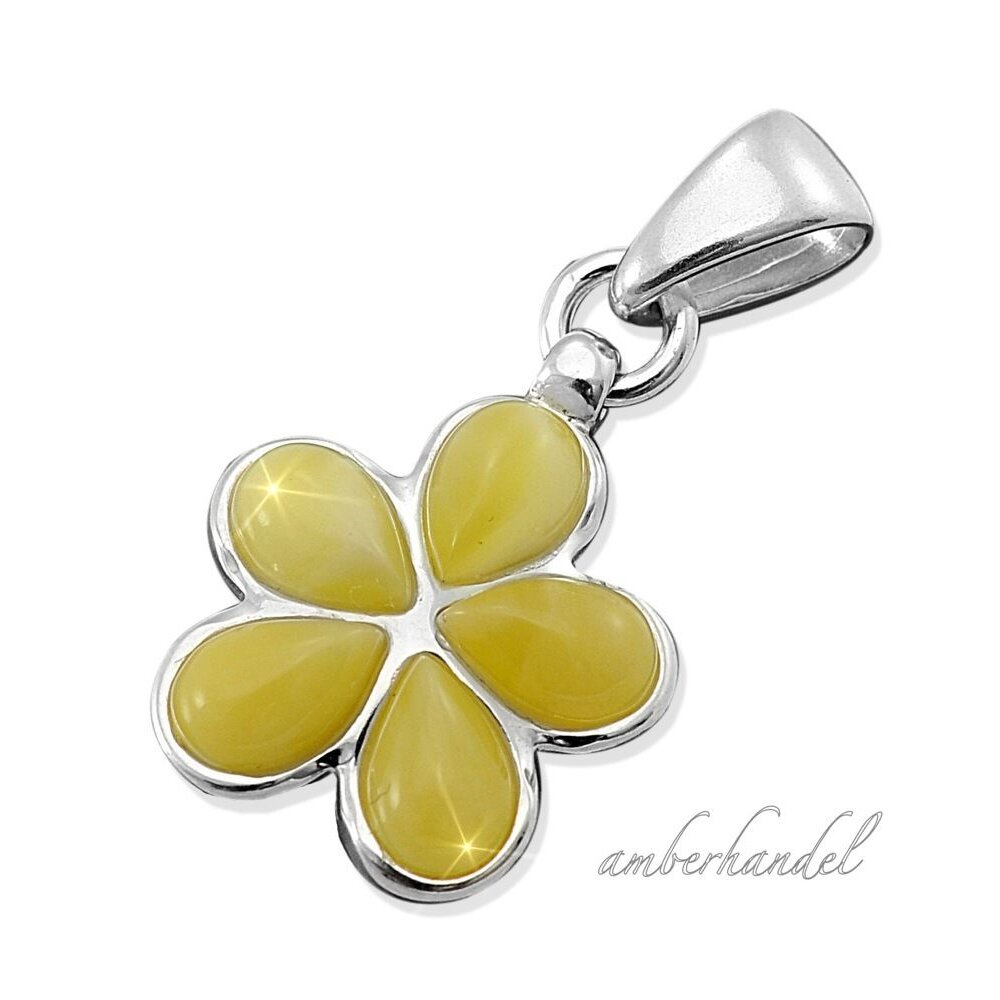 Anhänger Blume Bernstein Amber Silber 925 Butterscotch (A199)