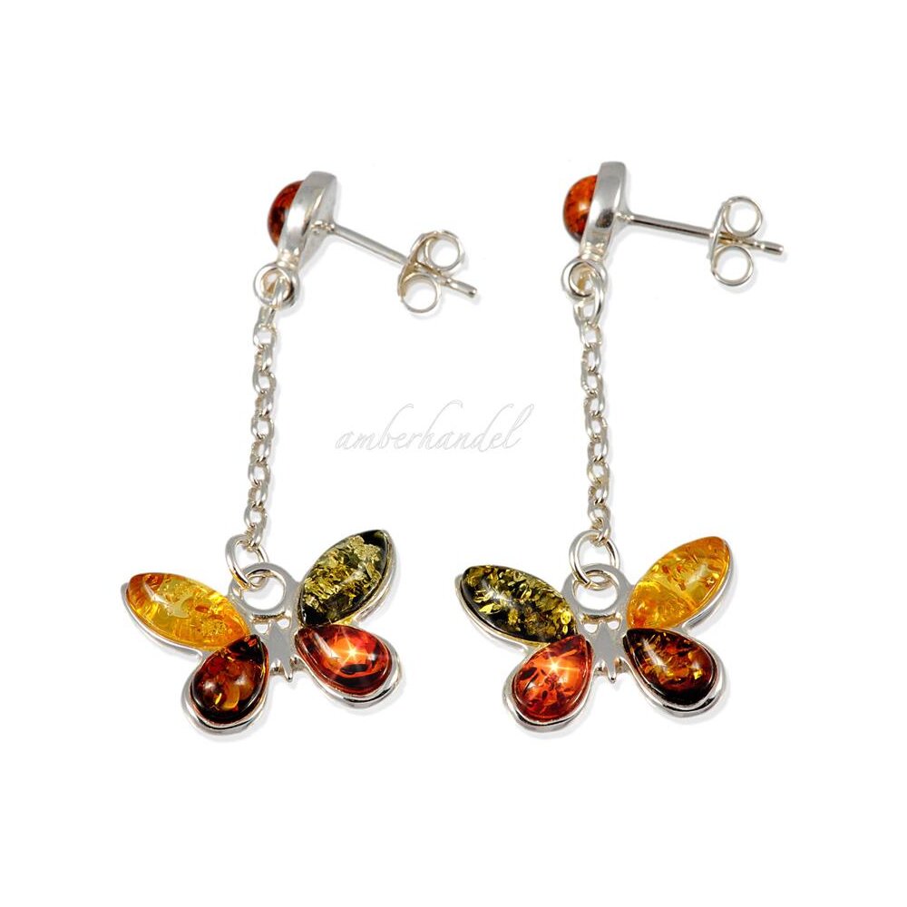 Ohrringe Schmetterlinge Bernstein Amber Silber 925 (Nr 782)