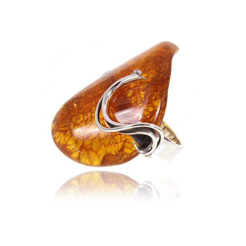 Ring Bernstein Bernsteinring Amber Silber 925 Unikat Handarbeit